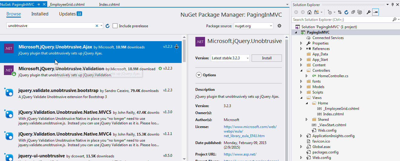 Implement paging in Asp.net MVC using PagedList library ~ Mani chandra