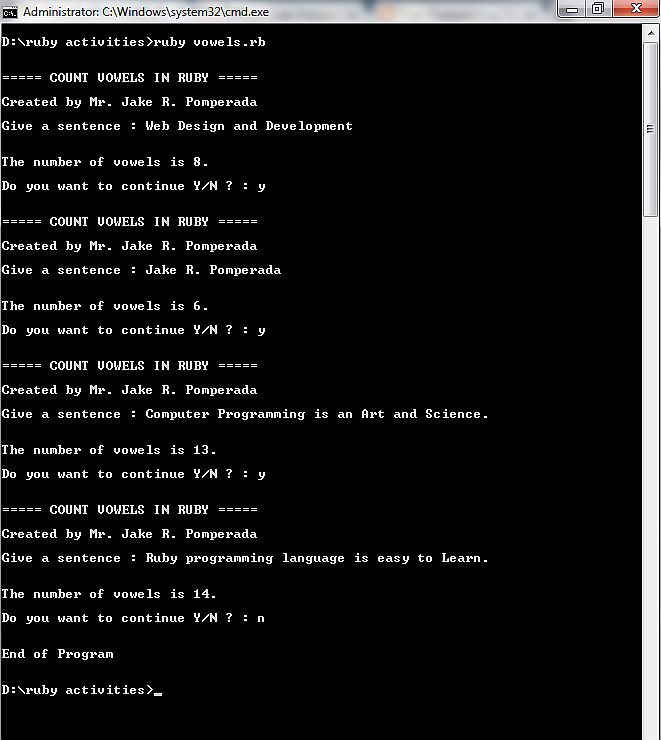 Free Programming Source Codes And Computer Programming Tutorials Count Vowels In Ruby