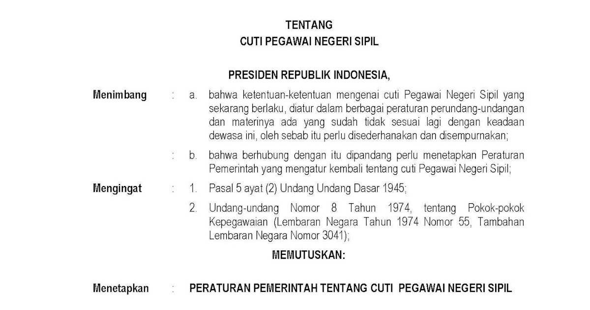 (PP RI No. 24 1976 tentang Cuti PNS) Peraturan Pemerintah Republik ...