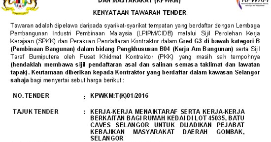 Contoh Tender Terbuka Di Malaysia