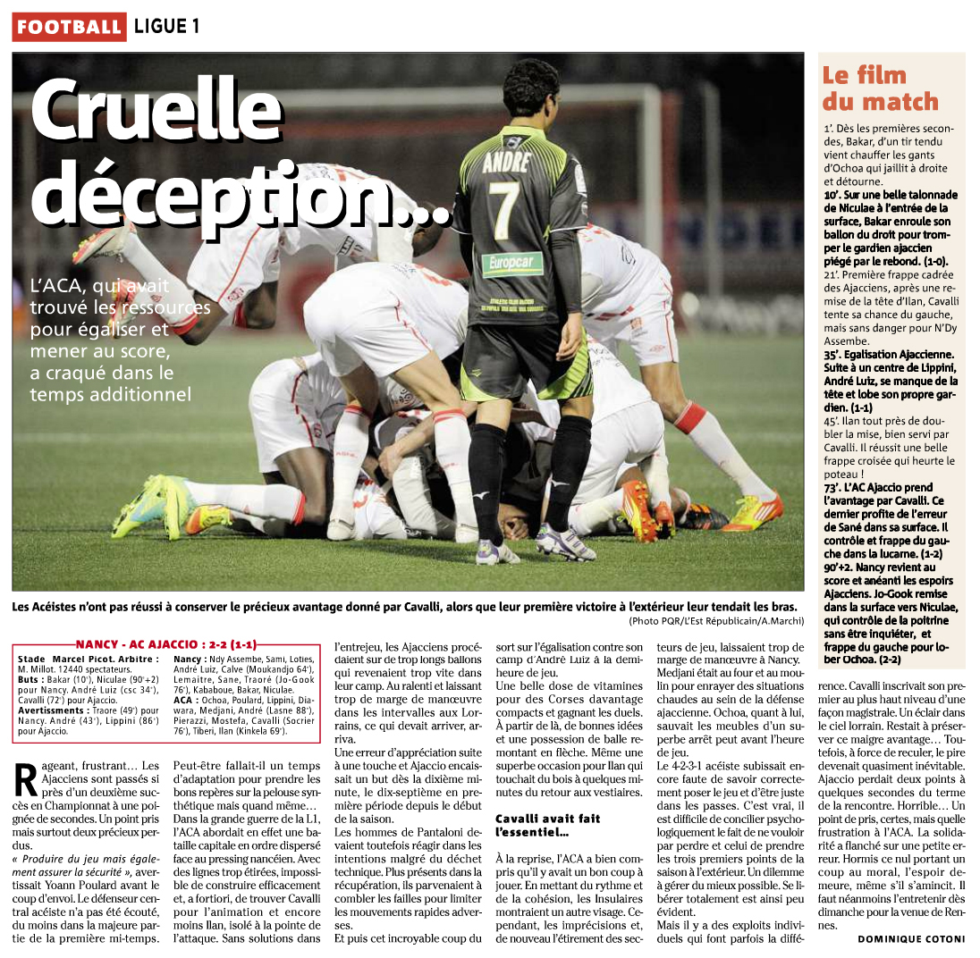 L'Histoire de l'AC Ajaccio: Nancy-AC Ajaccio 2-2 (10 décembre 2011)