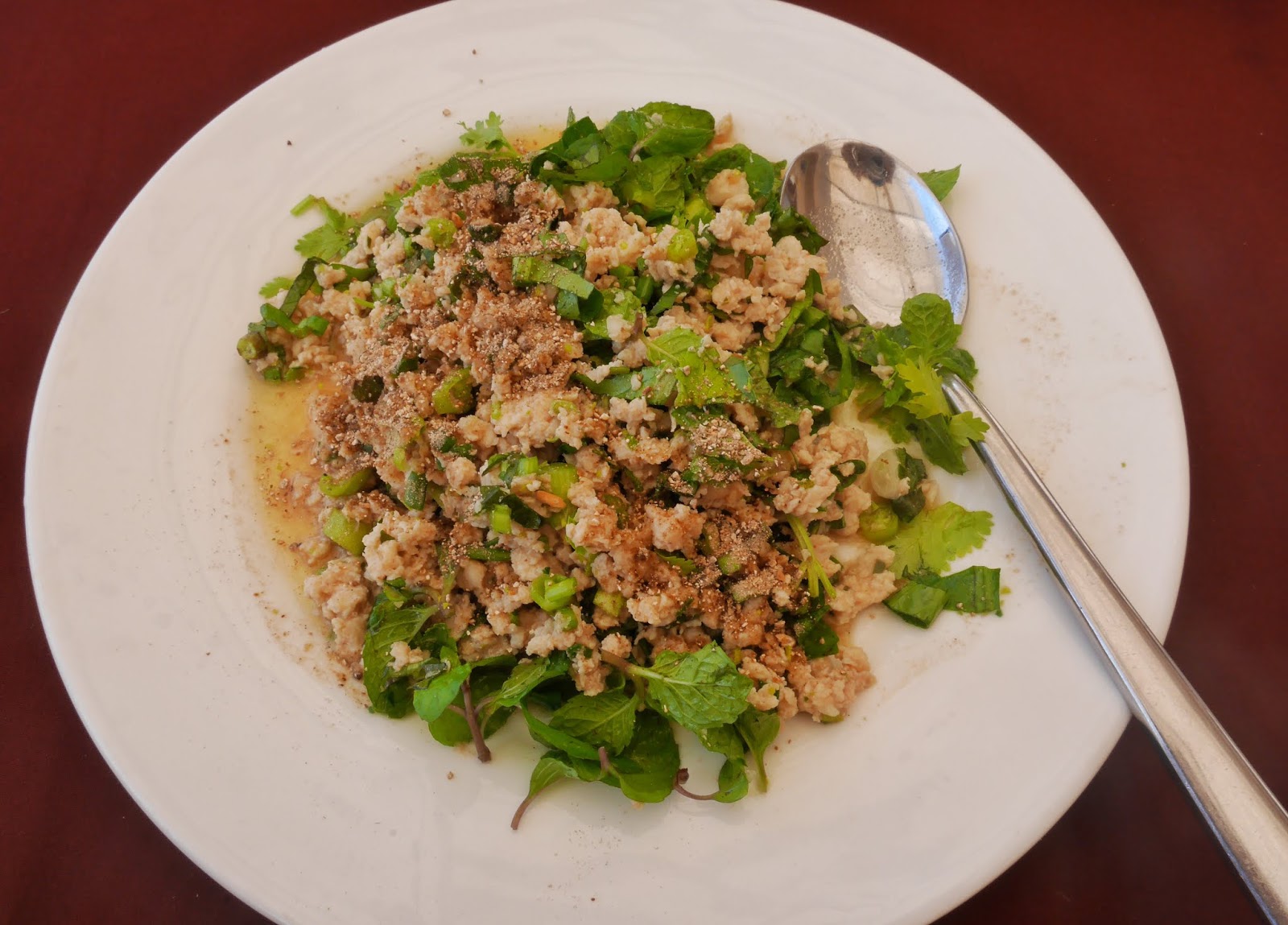 Larb Chicken, Laotian food in Vang Vieng