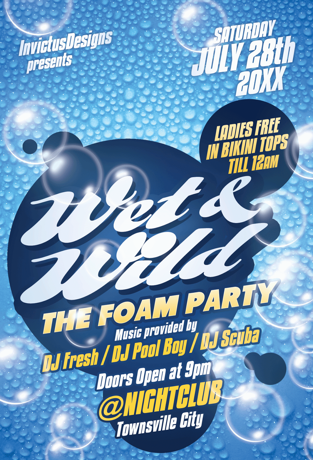 Sexy Foam Party Blue Template Junkiez