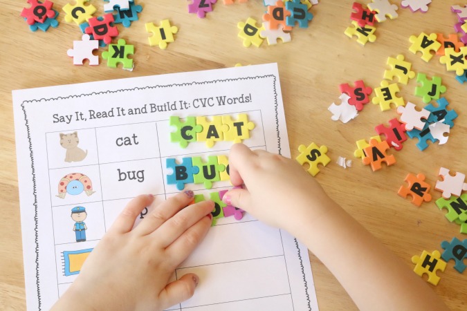 Say It, Read It, Build It Literacy Printable | School Time Snippets