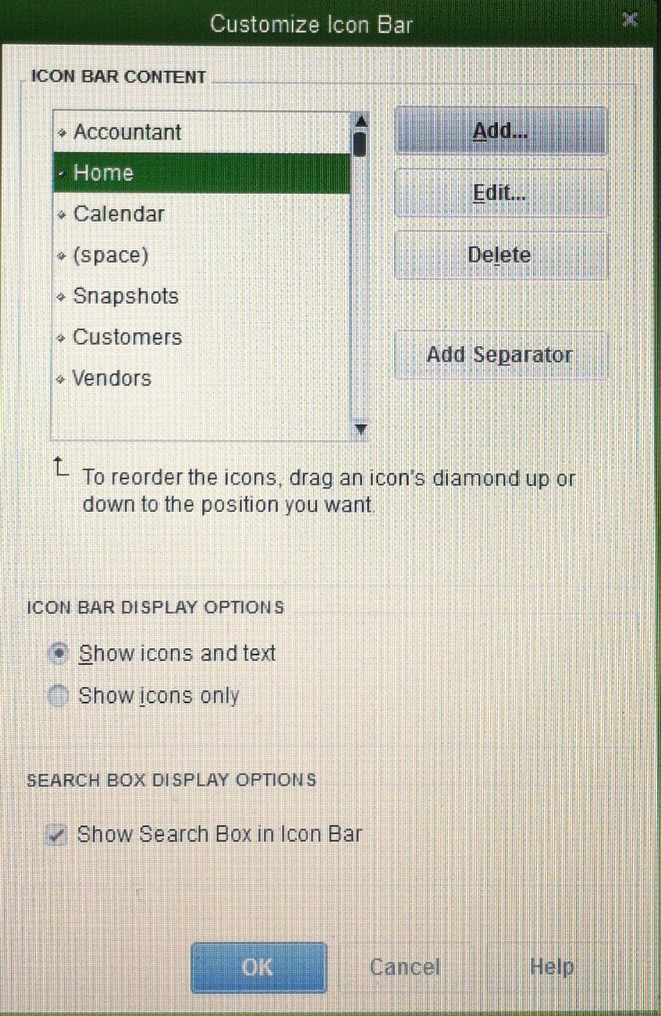 Customize Your QuickBooks® Icon Bar | Taxlady23 From My Office to Yours