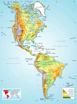 Geografia en America: Un mapa de relieves