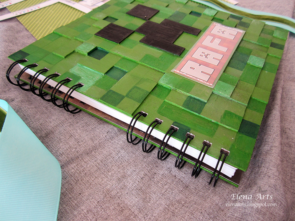 Elena Arts: Libro de firmas "Minecraft" para la Primera Comunión de Rafa.