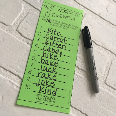 Words to Stick With! Homework Freebie | Simply Speech