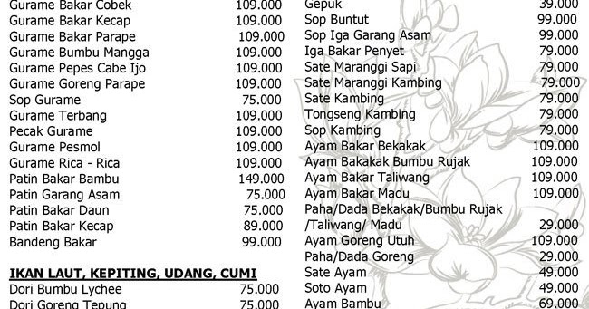Harga Menu Resto Talaga Sampireun Terbaru 2017