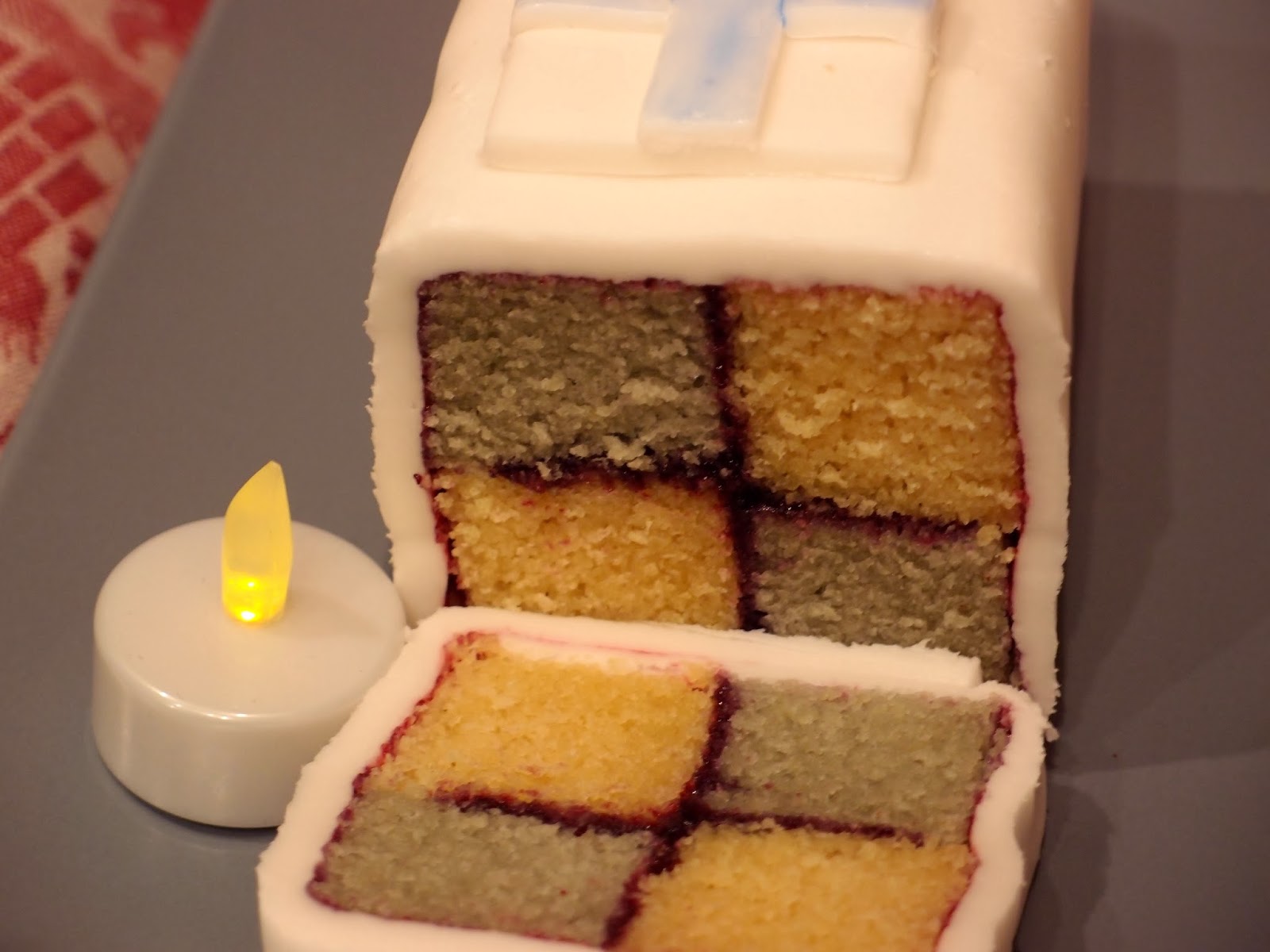 The VegHog: Blue and white Battenberg cake