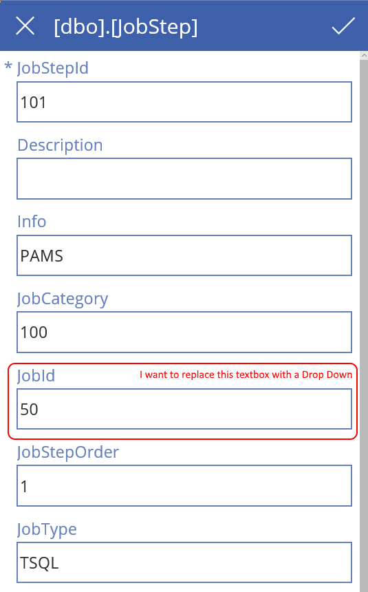 Microsoft Bi Tools Power Apps Snack Replace Textbox By Drop Down