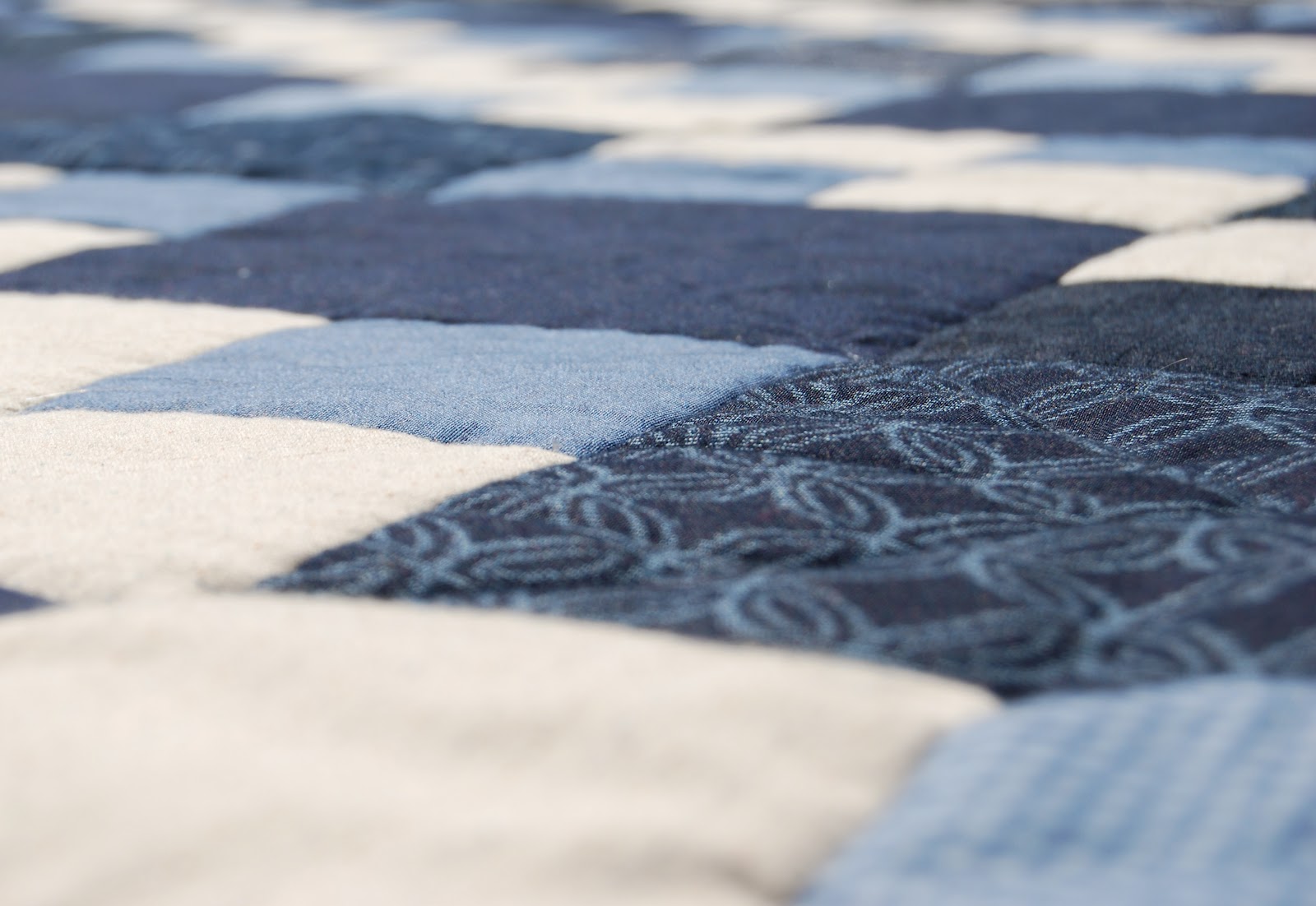 On the Windy Side: Blue and cream checkerboard