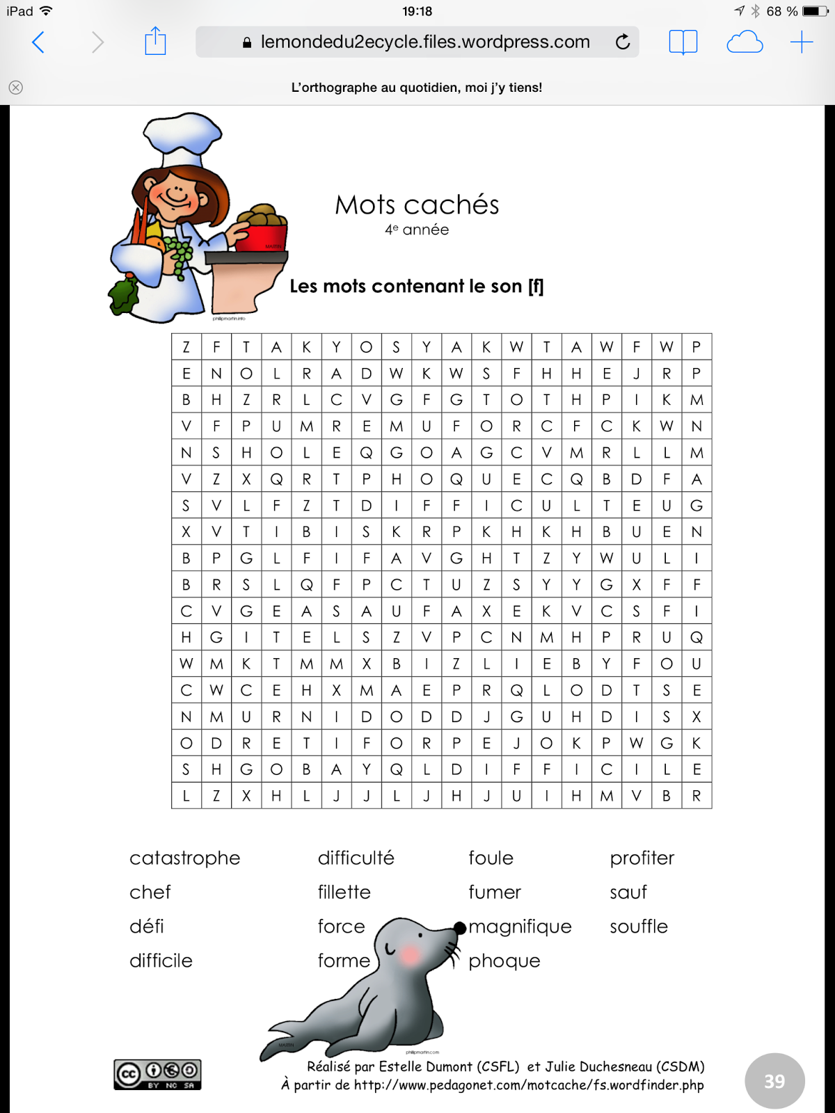 Bienvenue en 4e année: mots cachés
