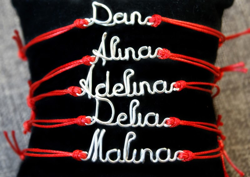 Bana Designs : Red String Name Bracelet, Silver plated with Adjustable ...