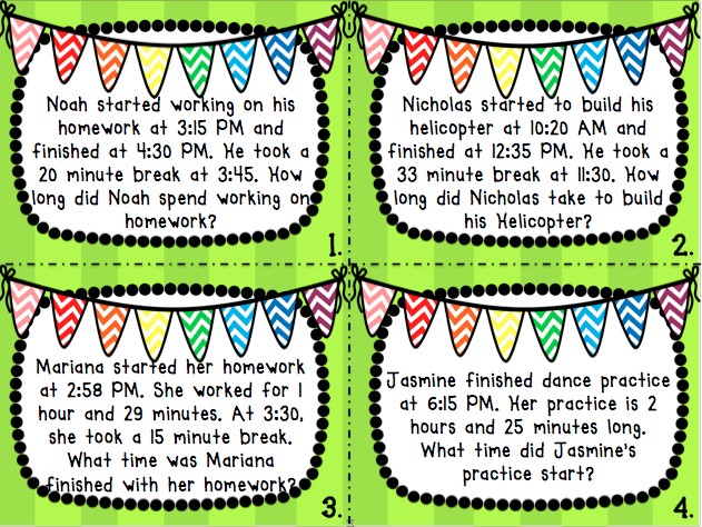 Teaching in Paradise: Differentiated Elapsed Time Task Cards!