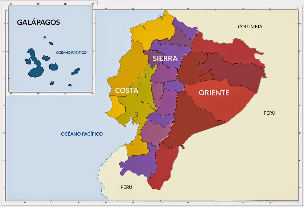 Mapa del Ecuador y sus regiones - Ecuador Noticias