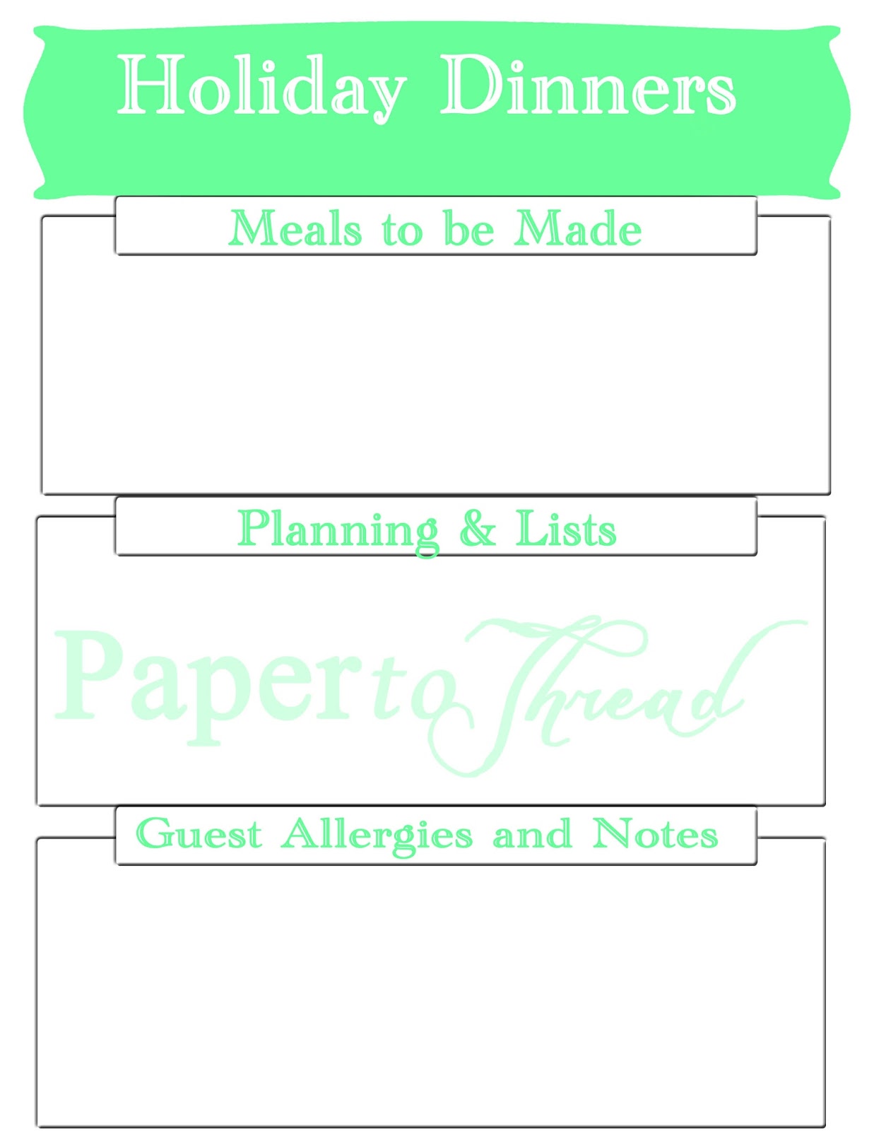 Free printable holiday meal planner - saadunder