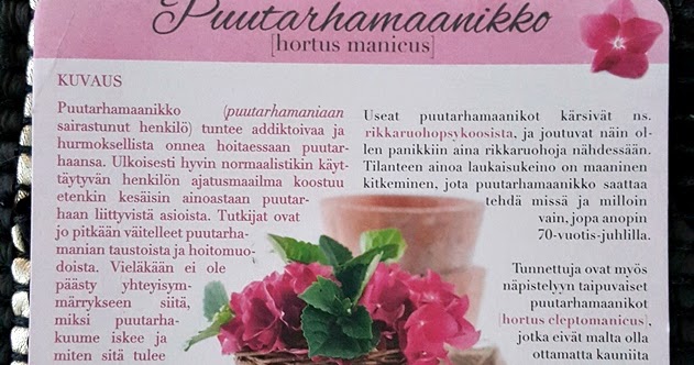 elämää ja elämyksiä: diagnoosi hortus manicus