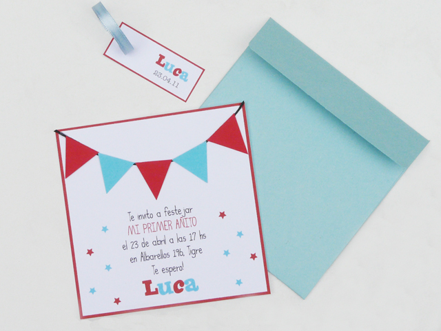 Tinta Azul: Invitaciones con banderines!!