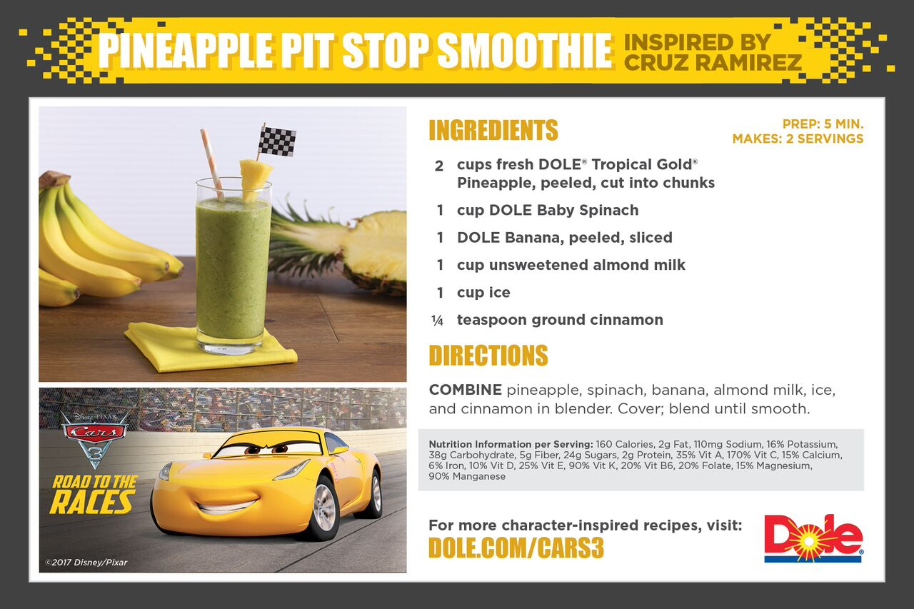 Dan the Pixar Fan: Cars 3 Fruits, Veggies & Recipes ("Fuel Up With Dole ...