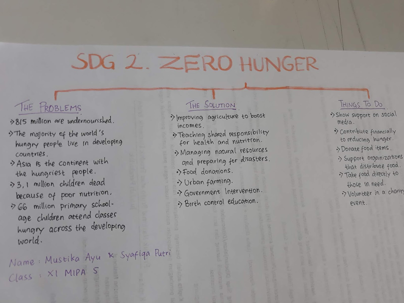 Mind map SDG no.2 Zero hunger