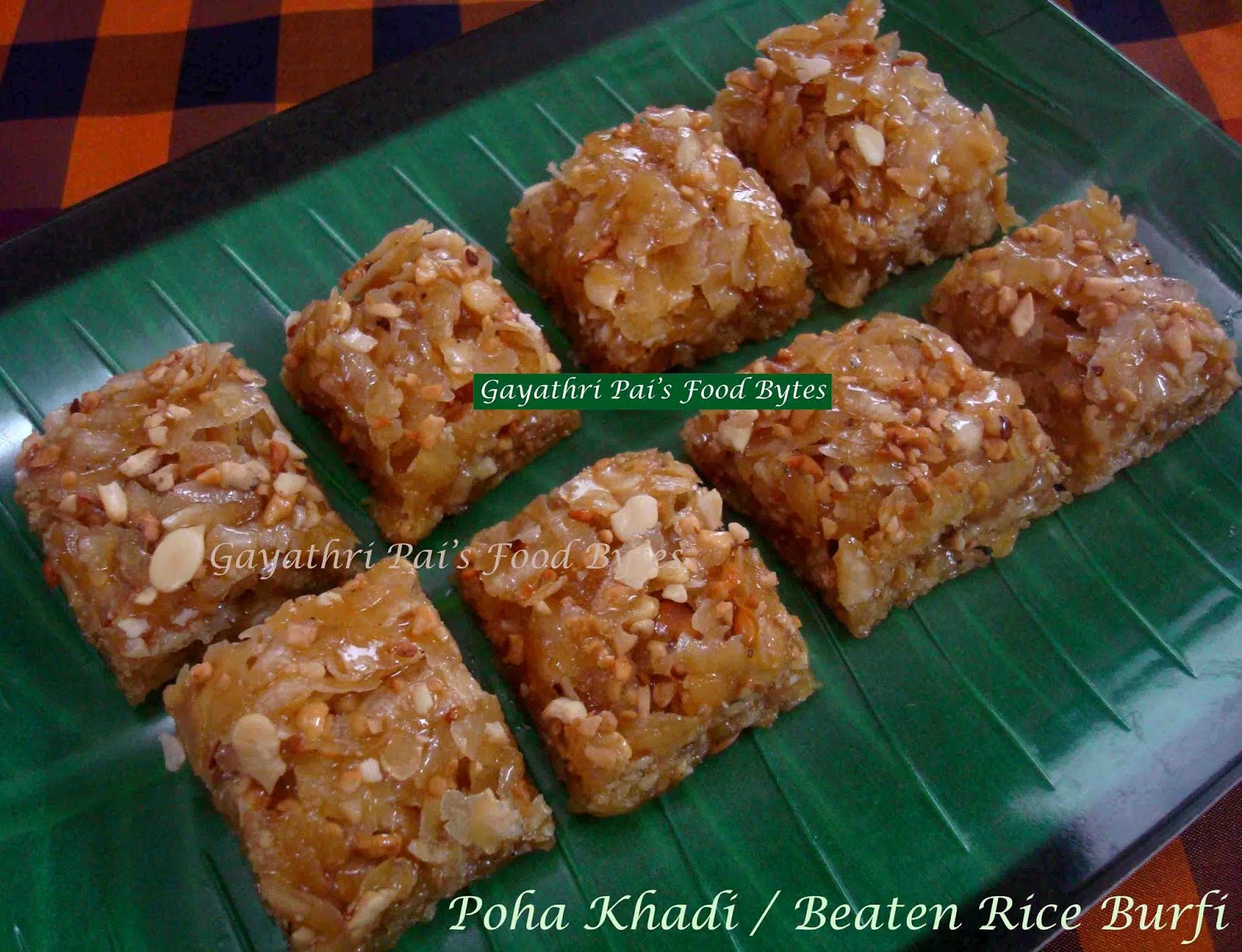 Gayathri Pai's Food Bytes: Poha Khadi / Beaten Rice Burfi / Pova Chikki.