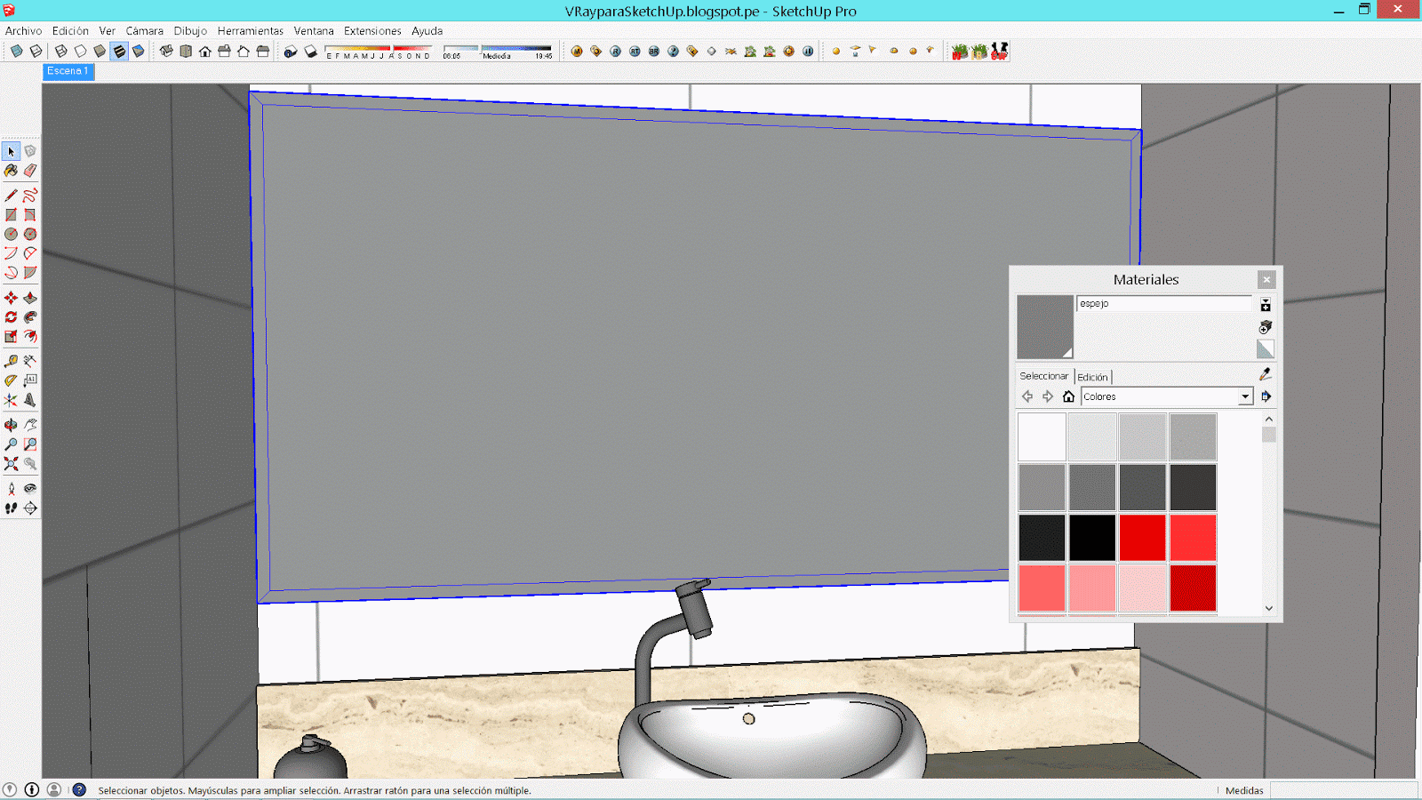 Renderizar con VRay 2.0 para SketchUp: Espejo