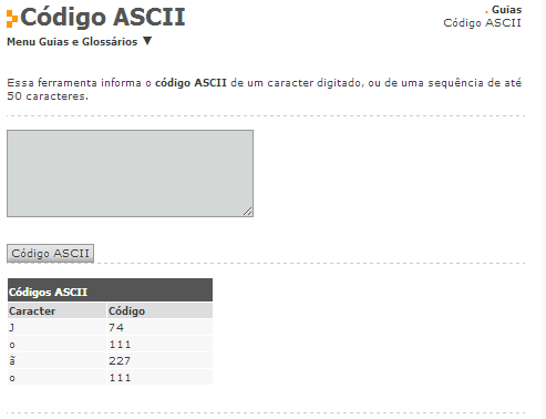 Aplicações Informáticas: Imagens com código ASCII
