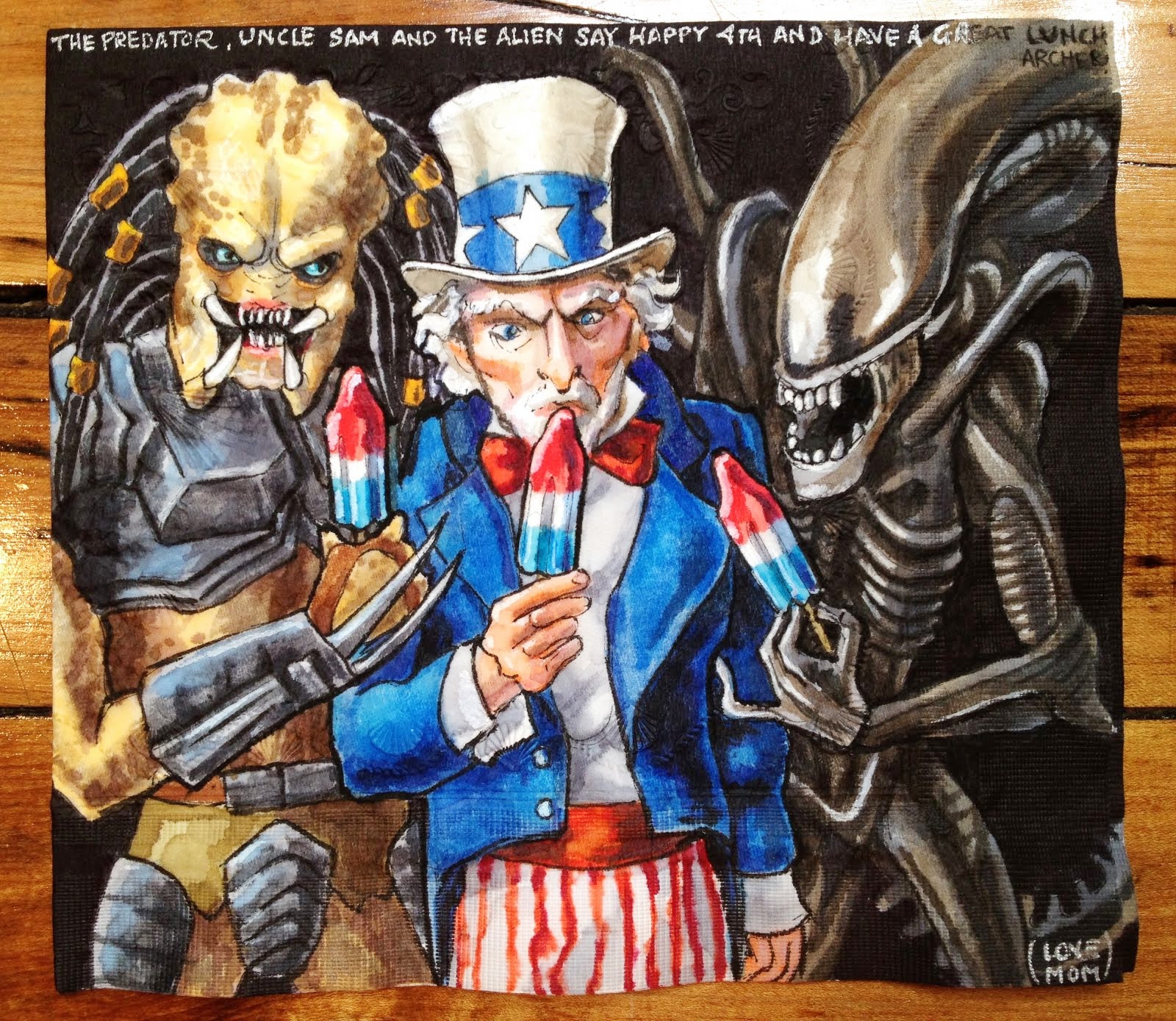 Daily Napkins: Happy July 4th From The Predator, Uncle Sam and The Alien