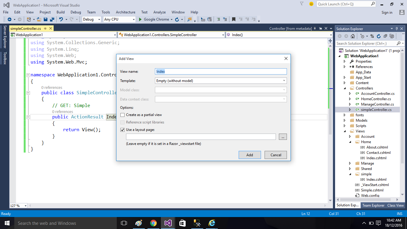 Create First Mvc Application ~ Dotnet Solution
