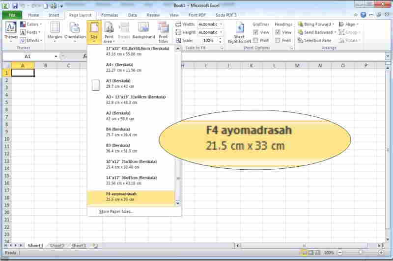 Membuat Ukuran Kertas F4 Folio Otomatis di Excel dan Word - Belajar ...