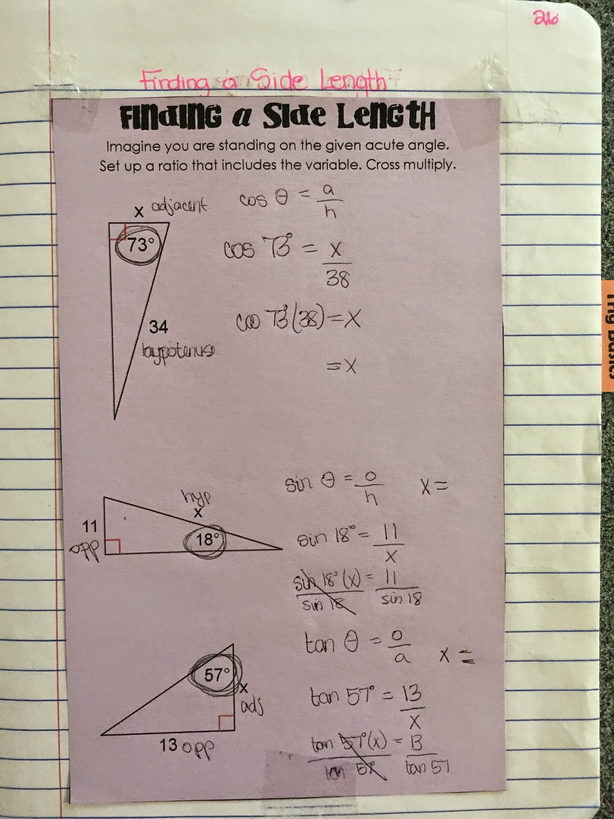 misscalcul8: Trig: Unit 2 Right Triangle Trig Interactive Notebook