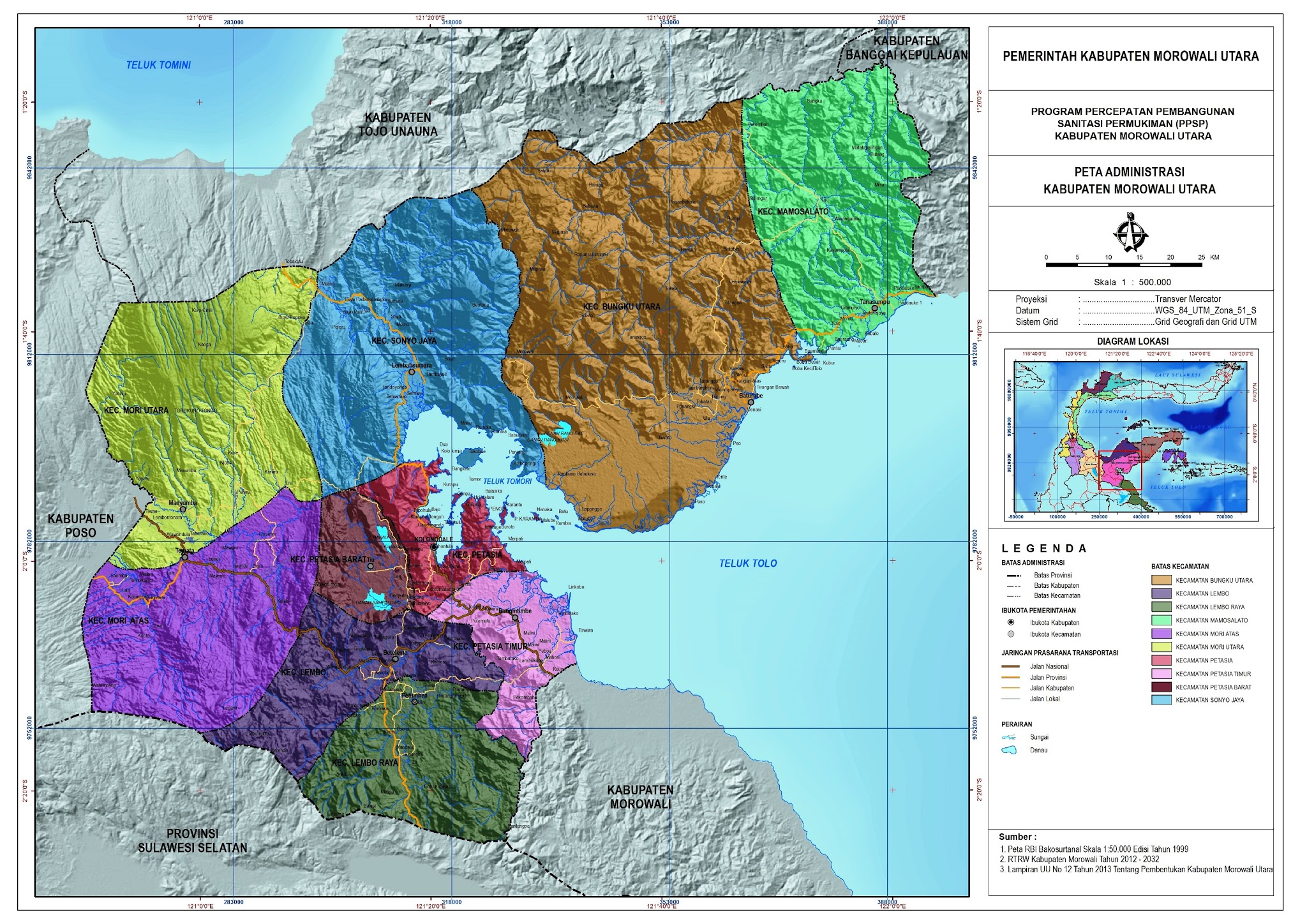 Peta Kabupaten Morowali Utara