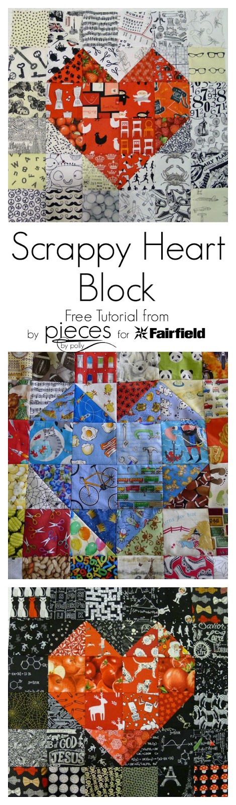 Pieces by Polly: Scrappy Heart Block Tutorial - I-Spy Heart Block