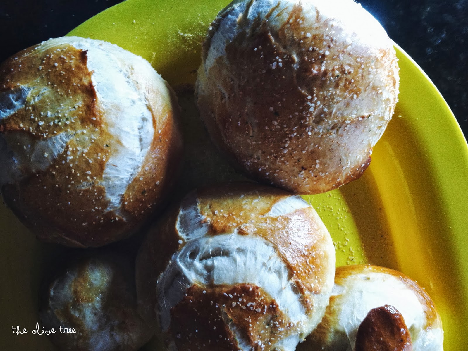 pretzel rolls. | the olive tree