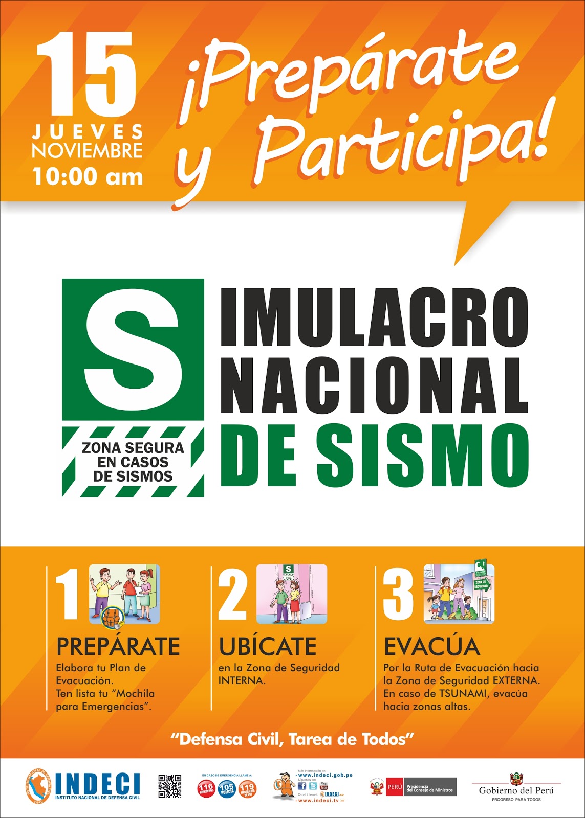 PCM: Simulacro Nacional de Sismo este 15 de noviembre