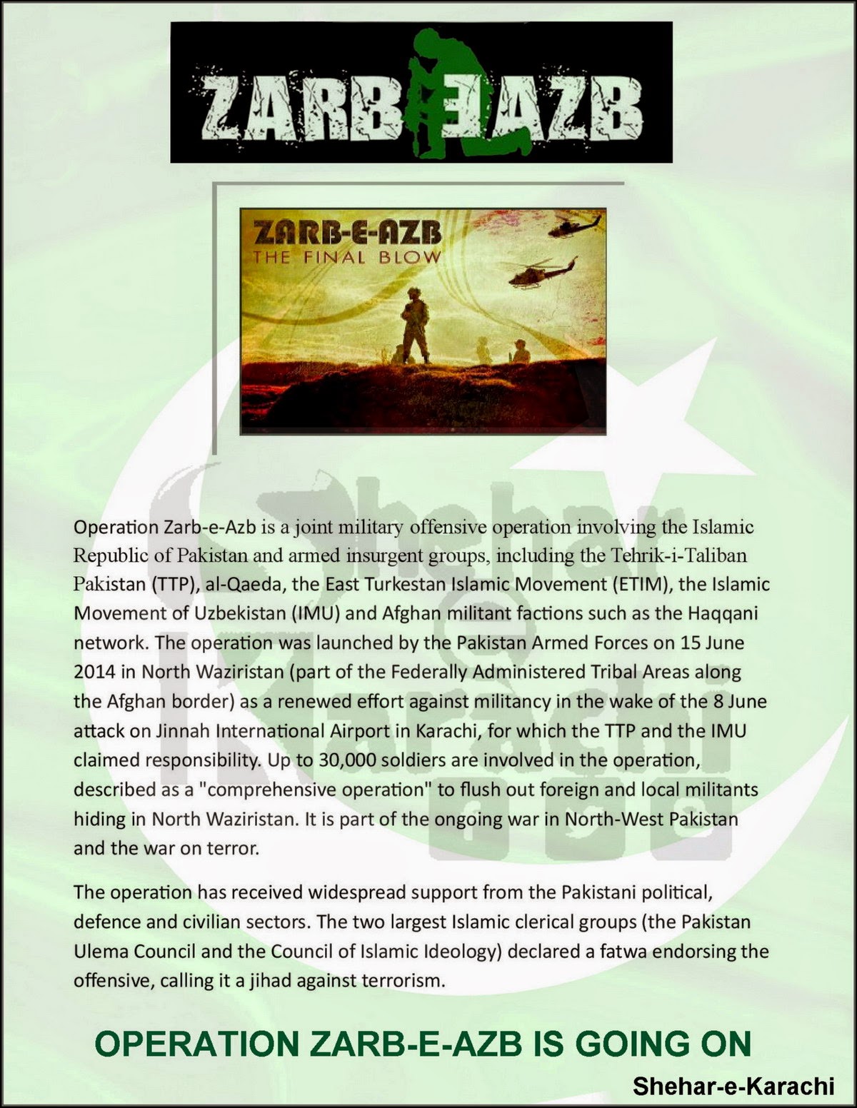 Operation Zarb-e-Azb - Shehar-e-Karachi | News Islam Recipe Article ...