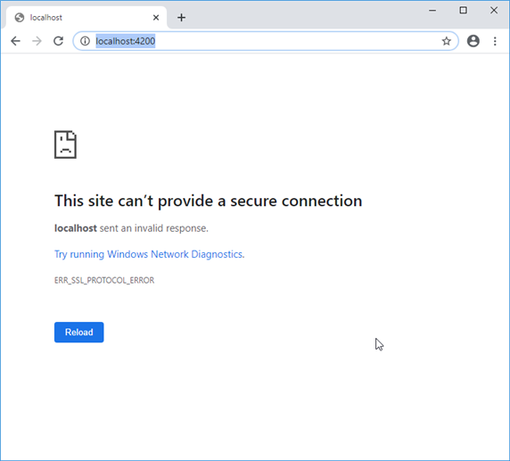 ASP.NET C#: Can't access to localhost - localhost sent an invalid response.