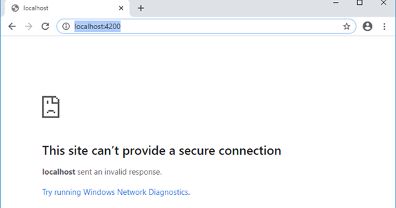 ASP.NET C#: Can't access to localhost - localhost sent an invalid response.