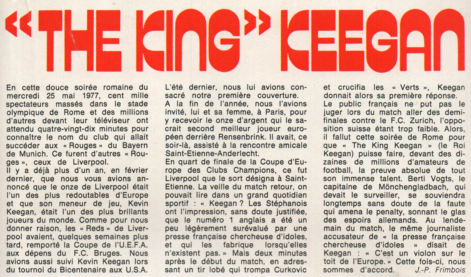 TWB22: Coupe des Clubs Champions 1977 1978 Liverpool Borussia ...