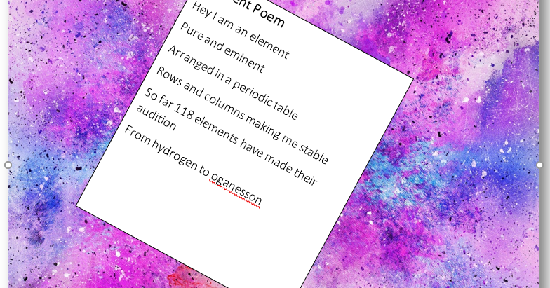 Caring Creative Concepts: Chemical Poems- Introduction to Elements