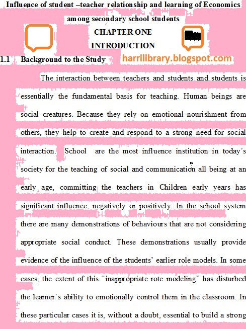 Influence of student –teacher relationship and learning of Economics ...