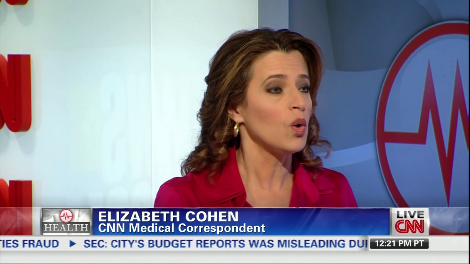 Ladies in Satin Blouses: Elizabeth Cohen - red satin blouse