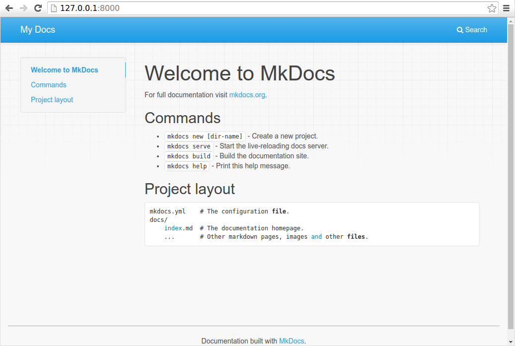 Generar documentación con mkdocs