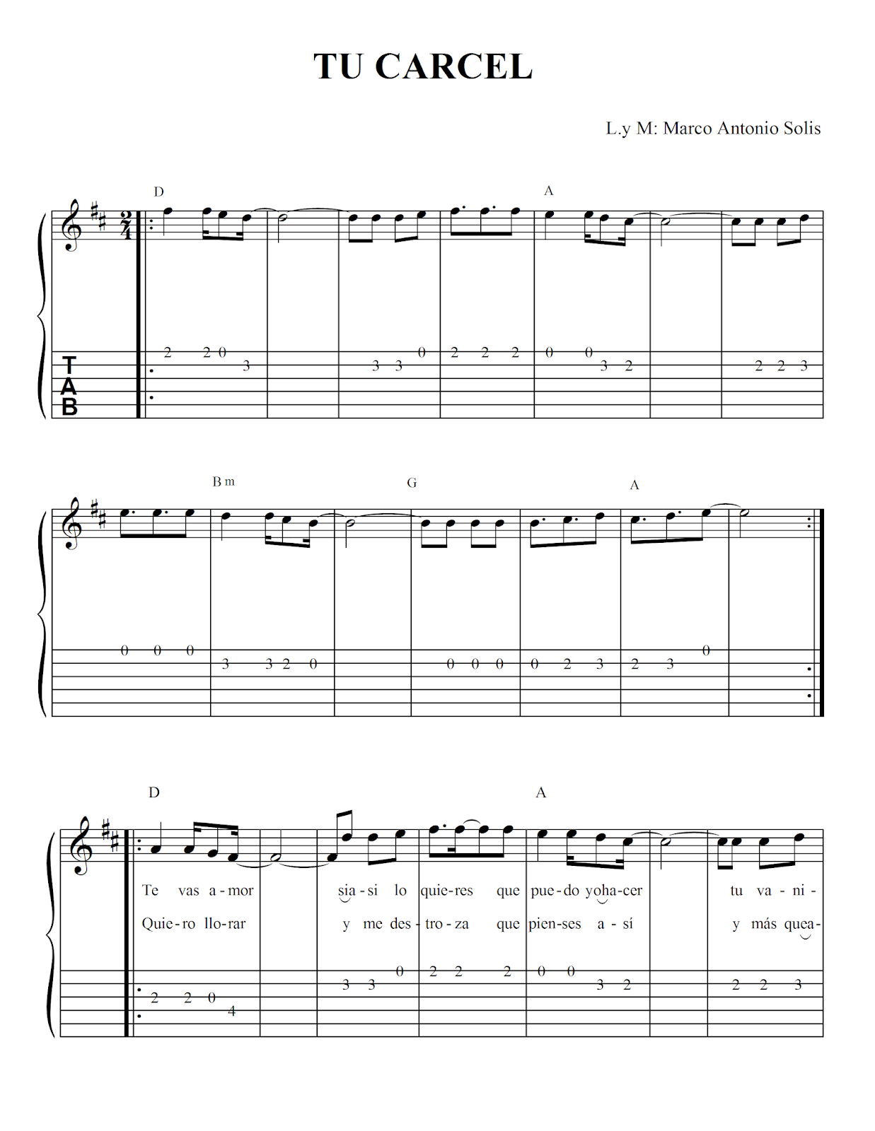 CEMCRUZ: Tu Cárcel + Partitura+TAB