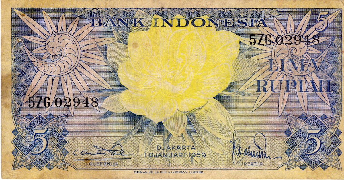 Uang Kuno Indonesia 5 Rupiah 1959 Seri Bunga