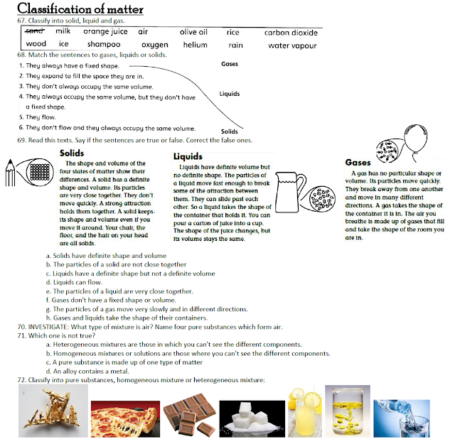 Natural Science 5 grade: 3. MATTER: classification of matter