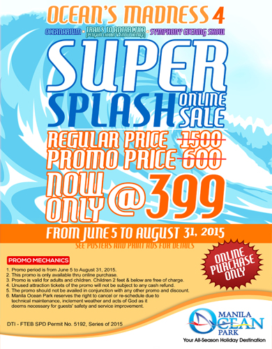 Manila Shopper: Manila Ocean Park Super Splash Online SALE: til Aug 2015