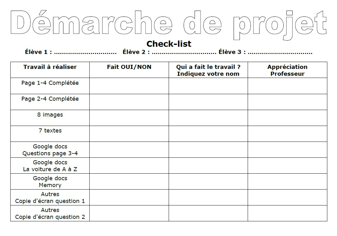RoboTEC 3: Démarche de projet : contrôle du travail fait