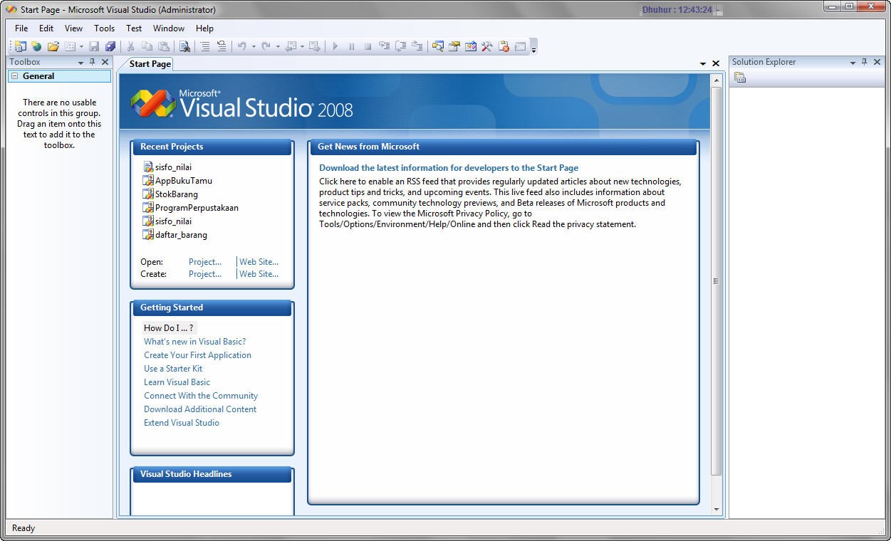 Perkenalan dan perkembangan visual basic 2008